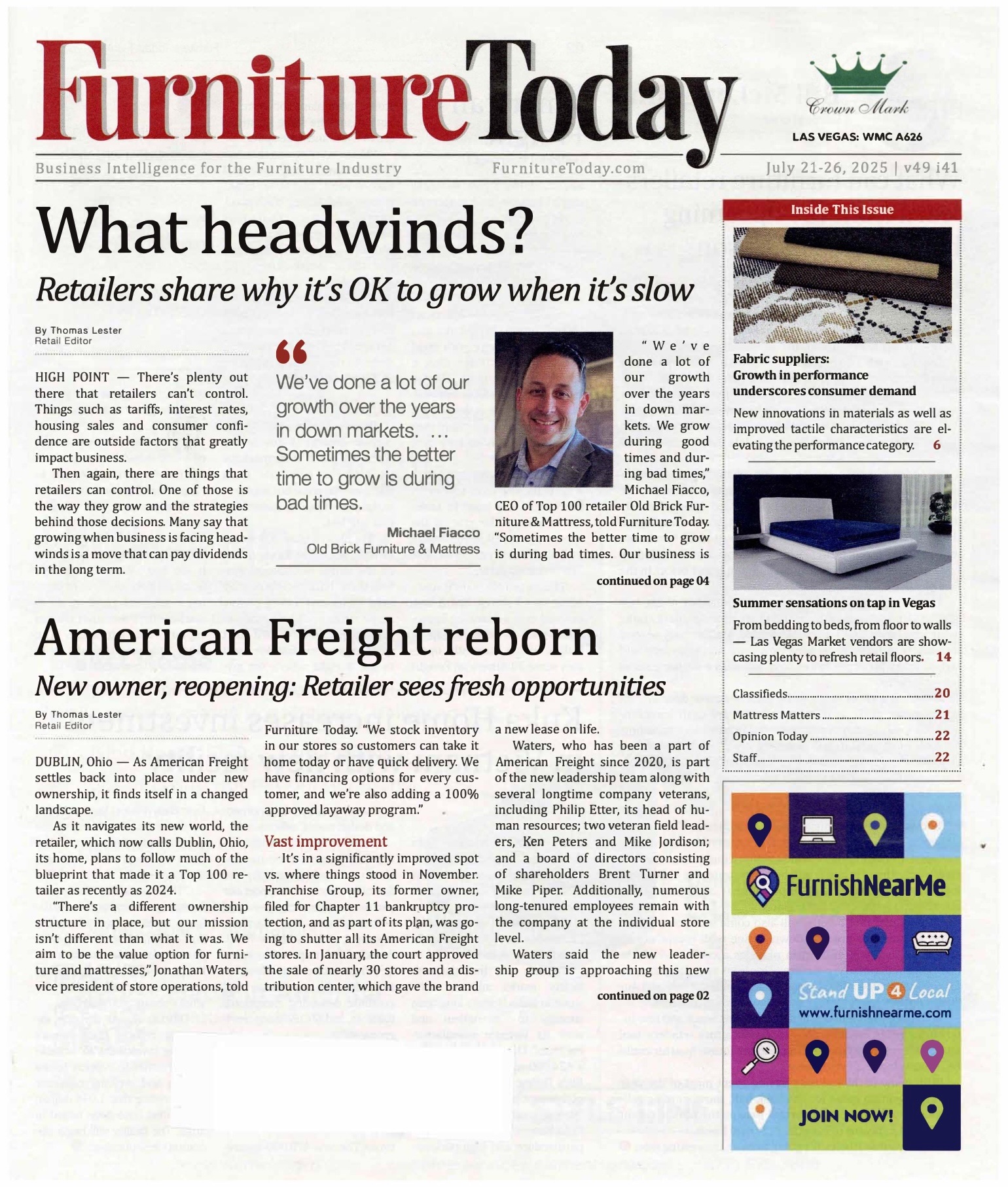 Bernhardt in Furniture Today’s Las Vegas Market Coverage